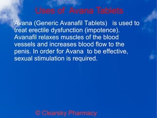 Avana (Generic Avanafil Tablets) | PPT