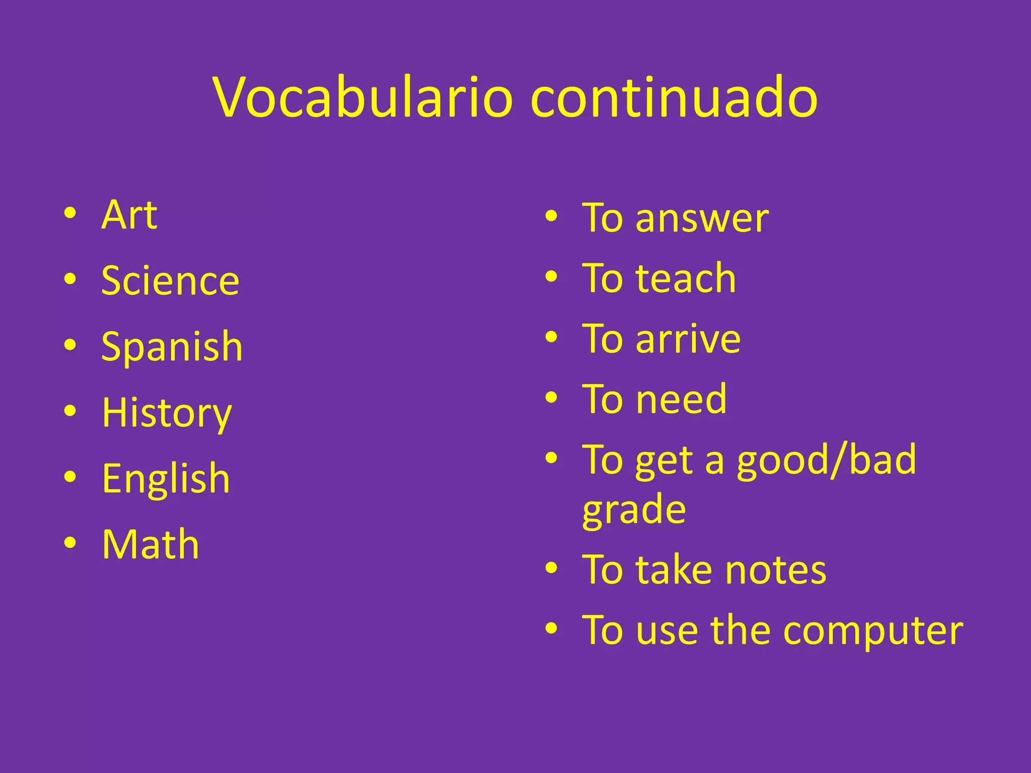 Avancemos u2 l1 vocab | PPTX