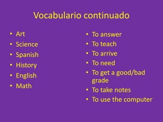 Avancemos u2 l1 vocab | PPTX