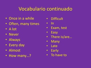 Avancemos u2 l1 vocab | PPT