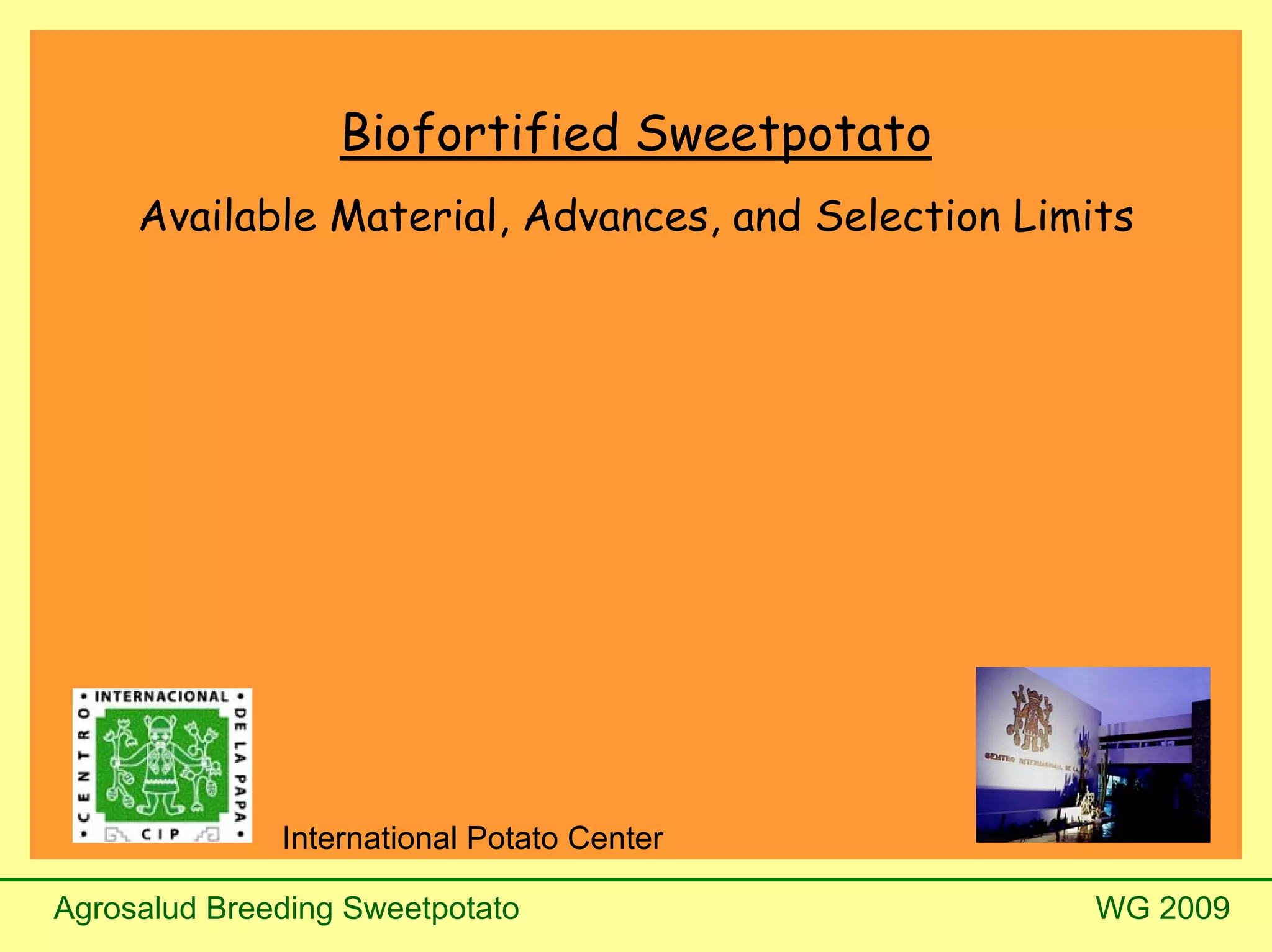 Biofortified Sweetpotato | PDF
