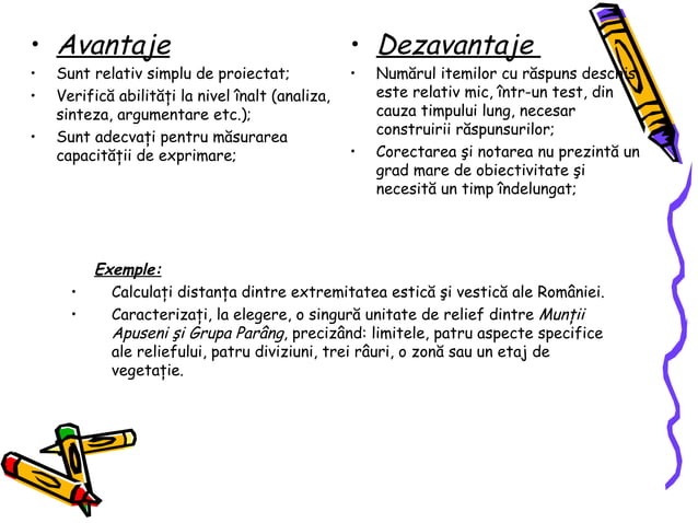 Avantaje si dezavantaje proiectarii itemilor | PPT