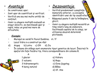 Avantaje si dezavantaje proiectarii itemilor | PPT