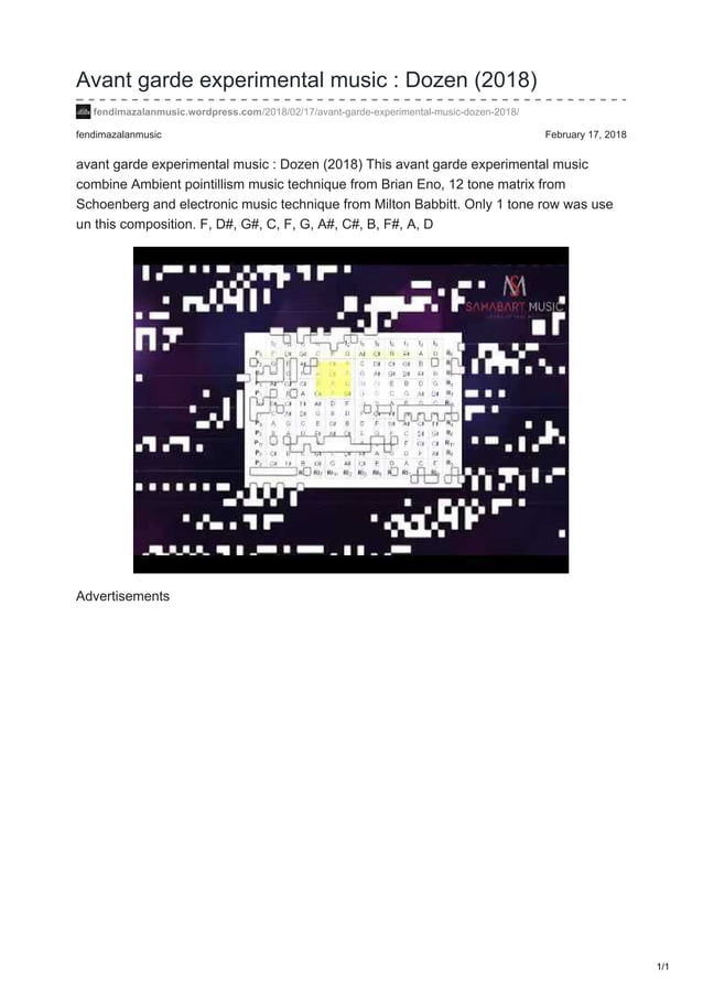 Avant garde experimental music - dozen 2018 | PDF