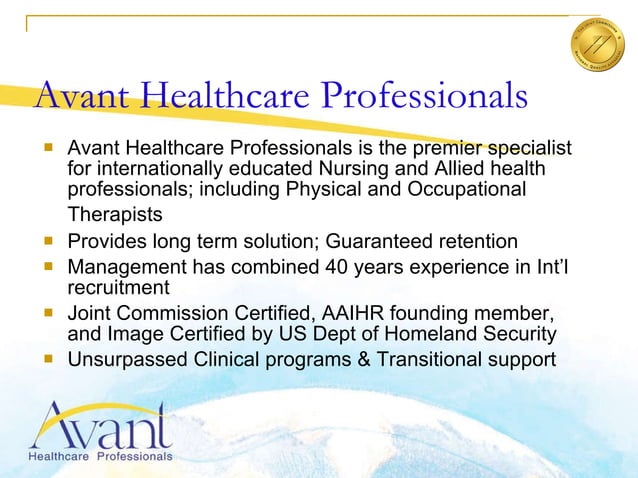 Avant Healthcare Professionals Overview | PPT | Medical Health