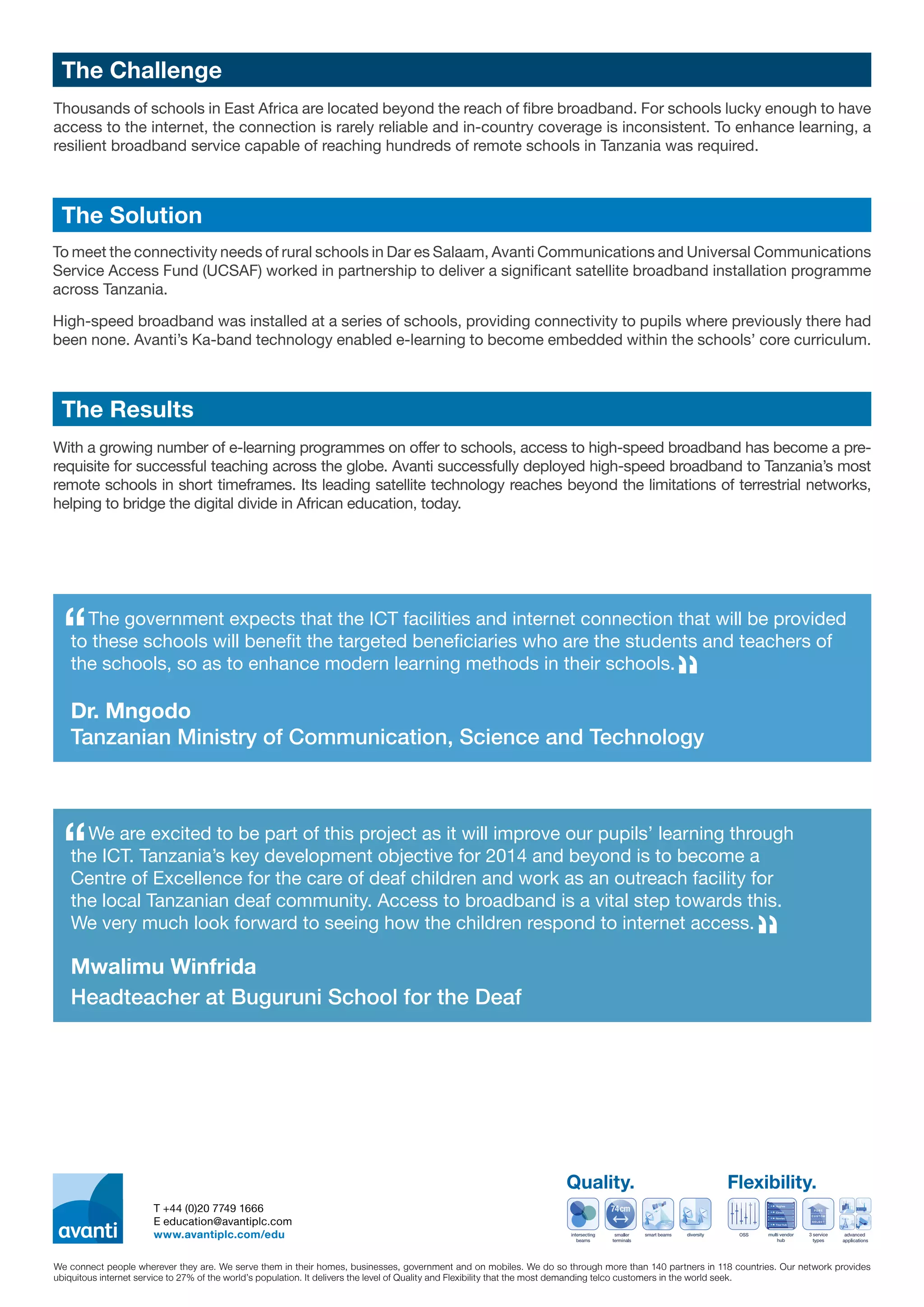 Avanti Communications - Education for every child | PDF