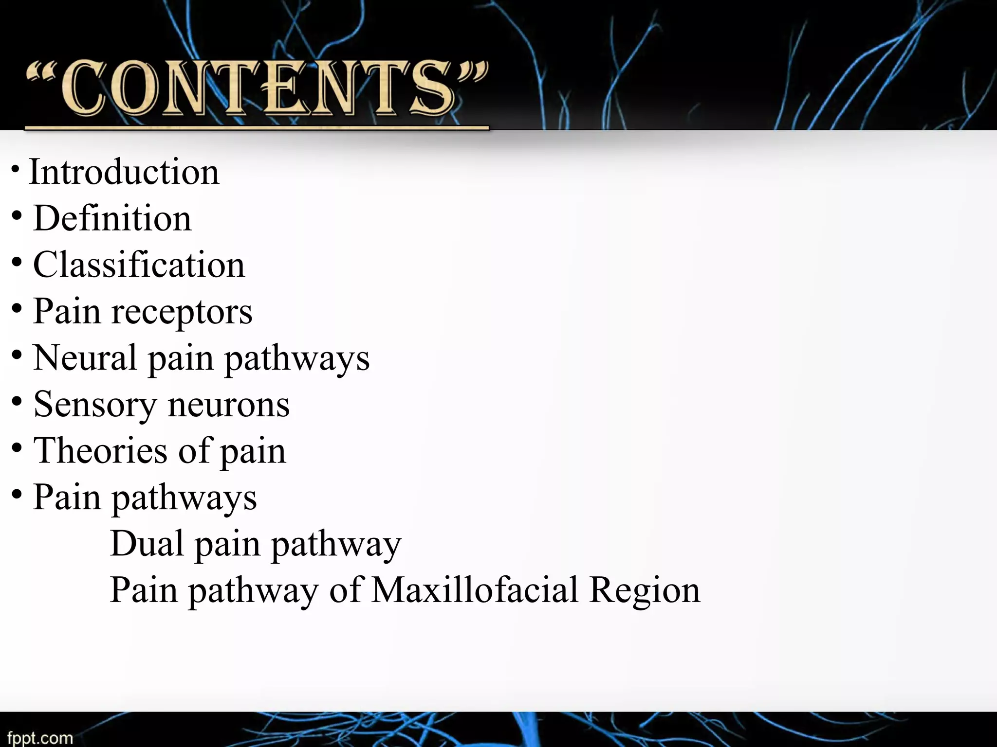 Pain perception and theories of pain | PPT