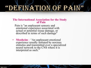 Pain perception and theories of pain | PPT