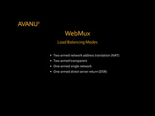 AVANU WebMux Network Traffic Manager - Application Delivery Network Load Balancing Solution | PPT