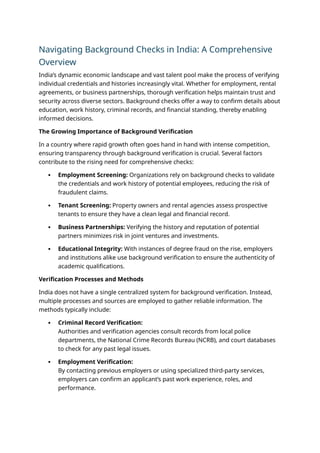 Background Check in India : A deep overview | DOCX