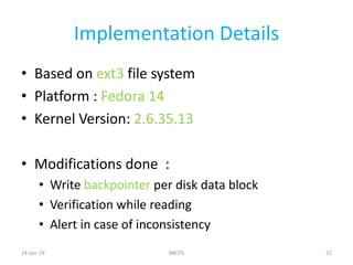 Data Consistency Enhancement in Writeback mode of Journaling using Backpointers | PPTX