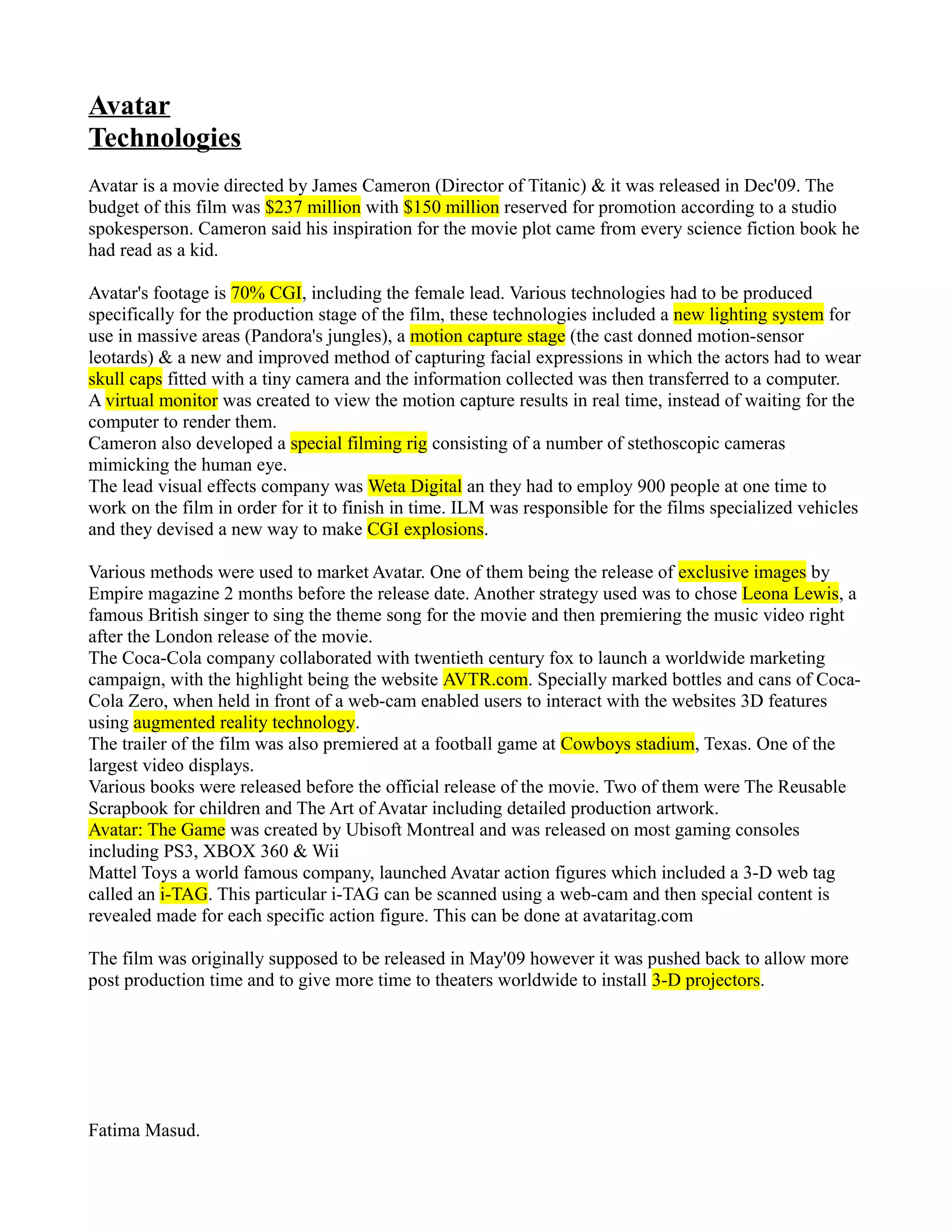 Avatar technologies | PDF