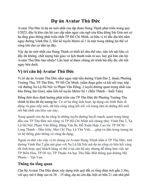 Avatar Thu Duc - Hung Thinh Land | PDF