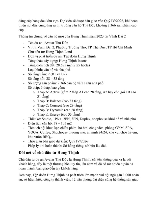 Avatar Thu Duc - Hung Thinh Land | PDF