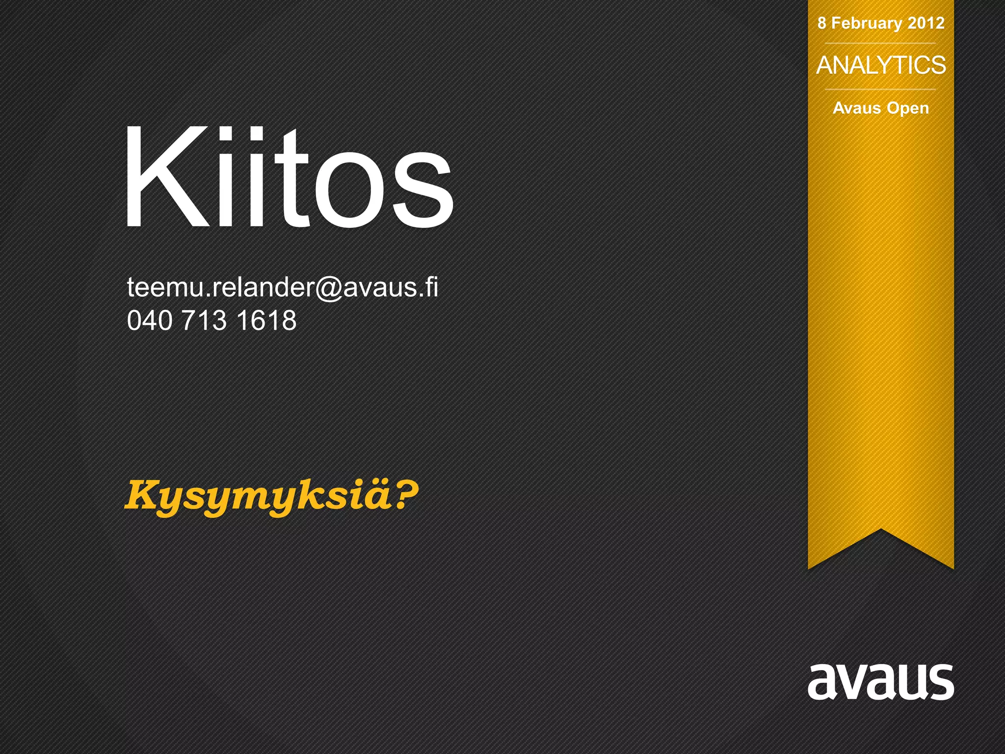Web-analytiikka - Avaus Open | PPT