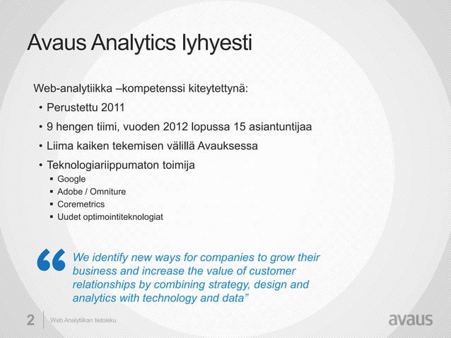 Web-analytiikka - Avaus Open | PPT