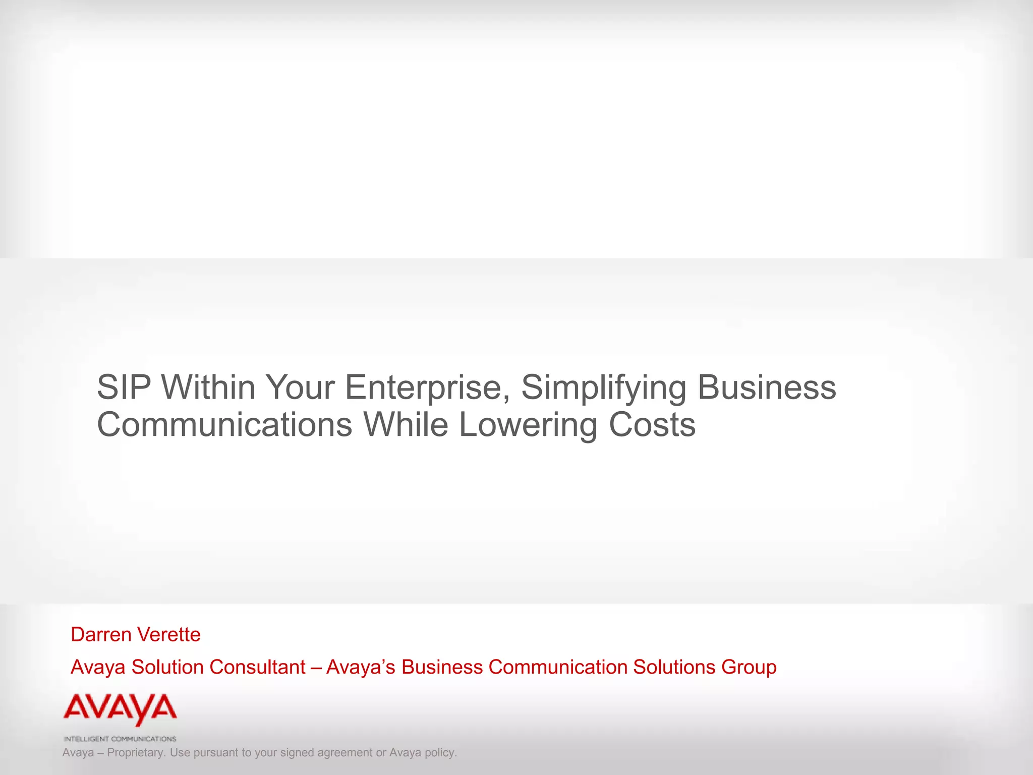Avaya Sip Within Your Enterprise | PPTX