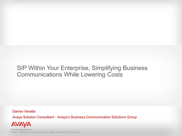 Avaya Sip Within Your Enterprise | PPT