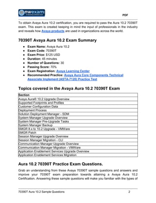 Avaya Aura 10.2 (70390T) Certification Study Guide and Exam Preparation ...