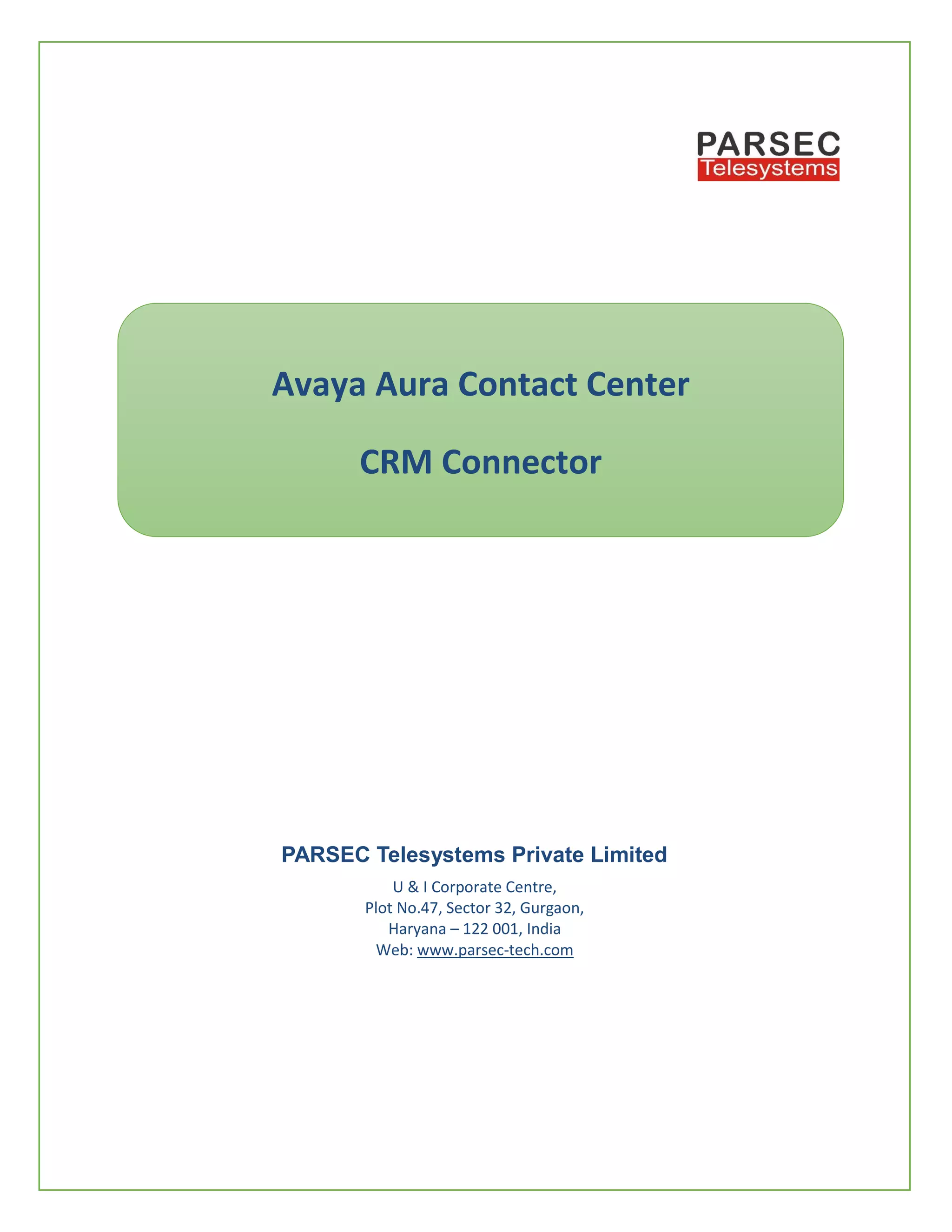 CRM Connector for Avaya Aura | PDF
