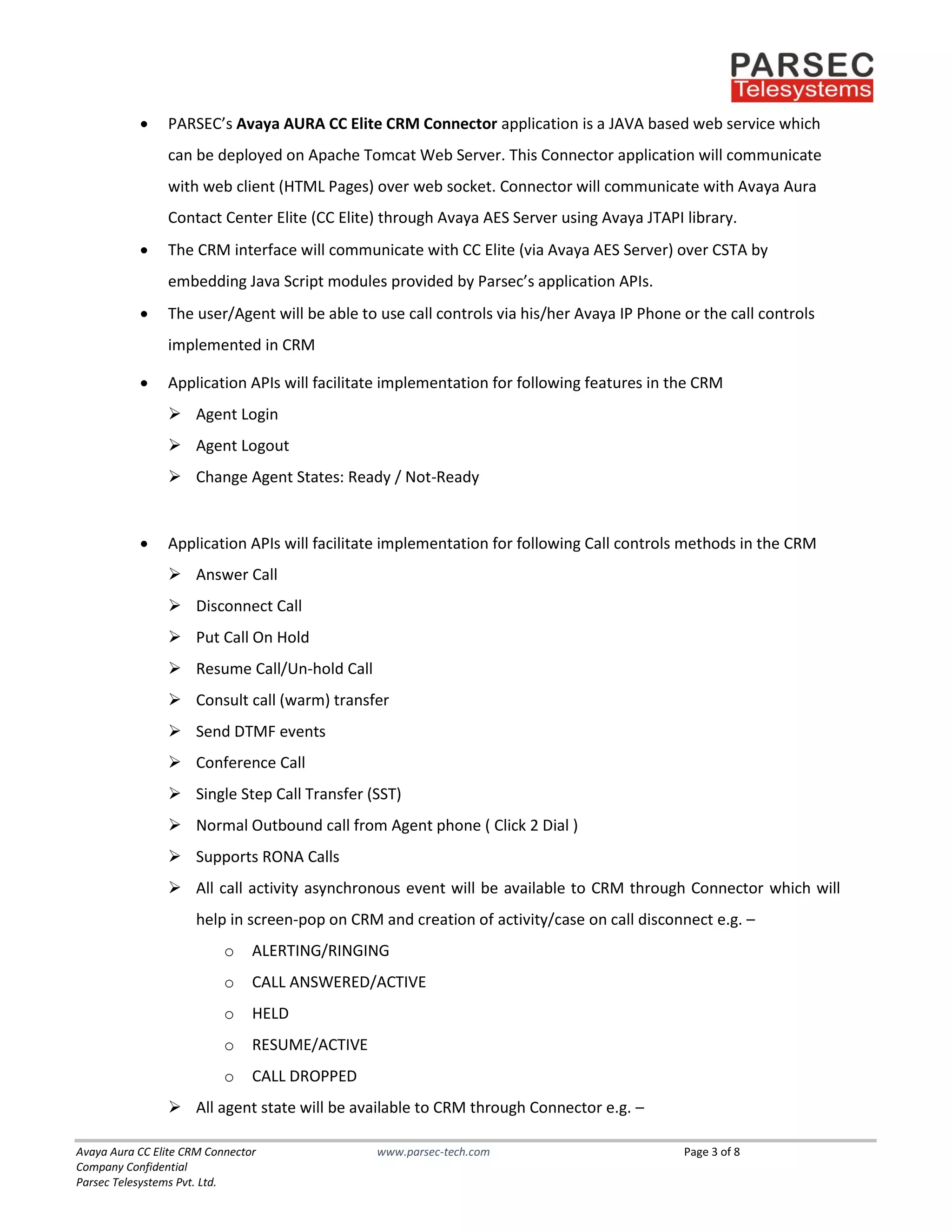 CRM Connector for Avaya Aura | PDF