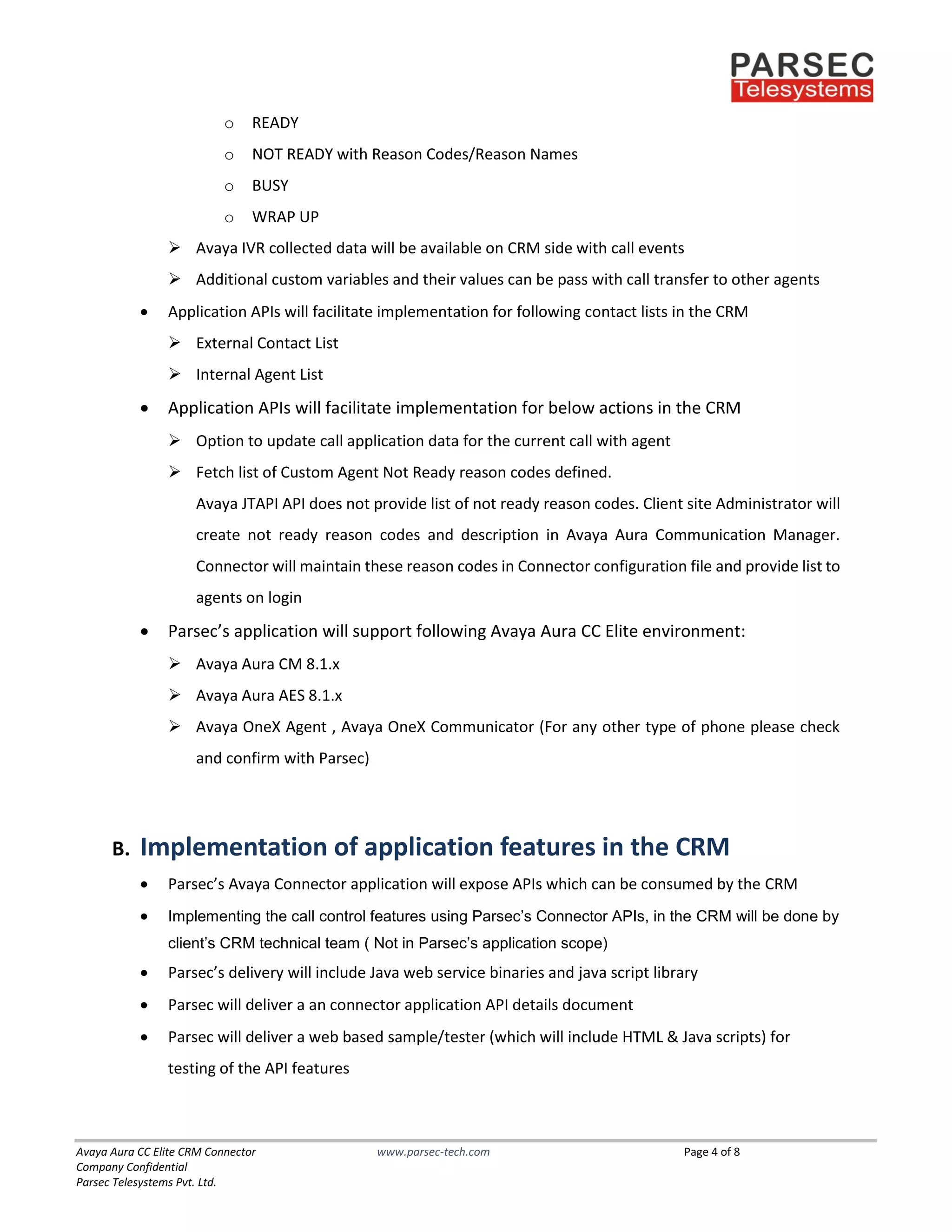 CRM Connector for Avaya Aura | PDF