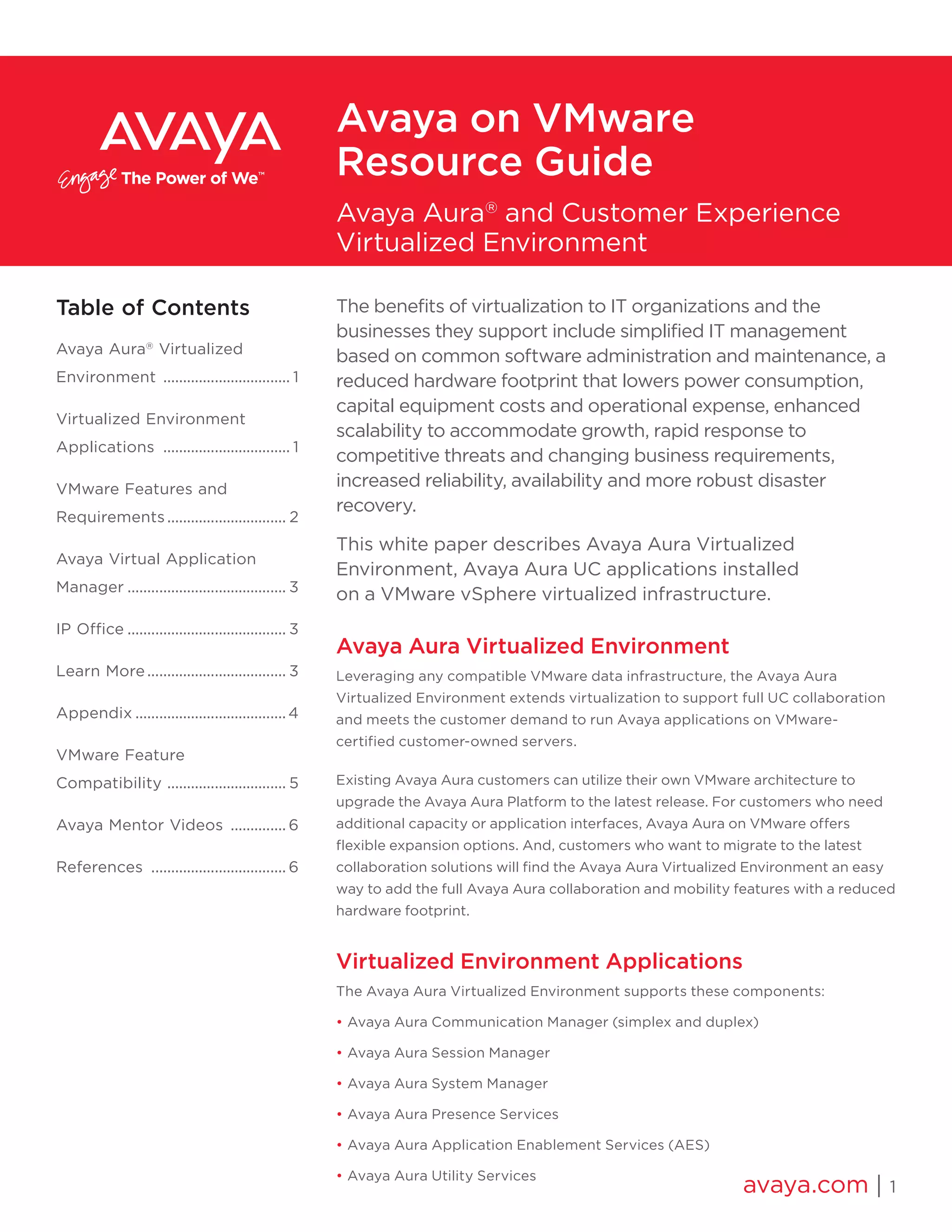 Avaya aura virtualiazed envirenment | PDF