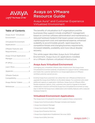 Avaya aura virtualiazed envirenment | PDF