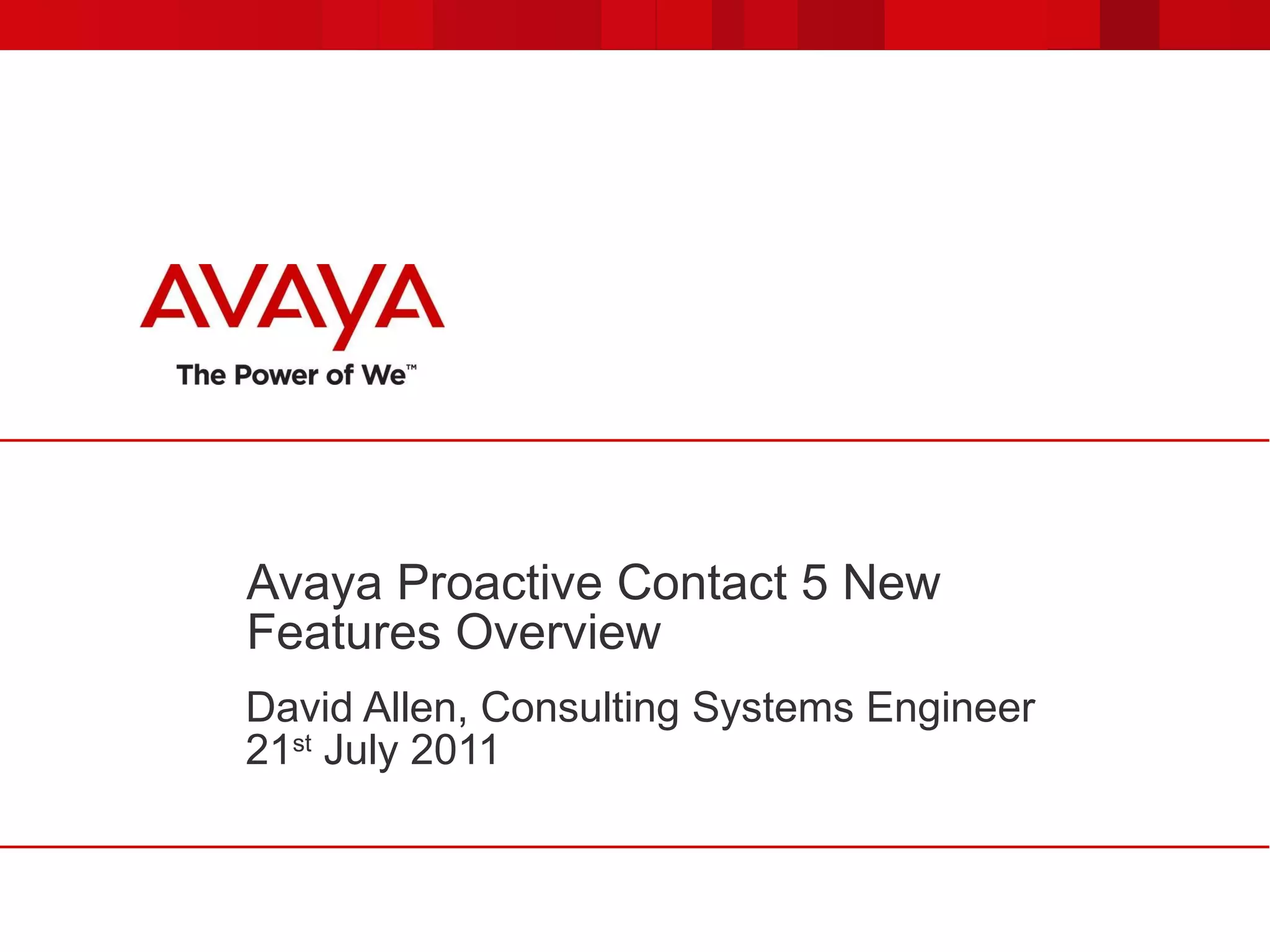 Avaya Proactive Contact 5 | PPT