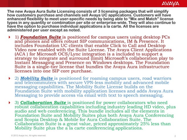 Avaya Aura 6.x suite licensing | PDF