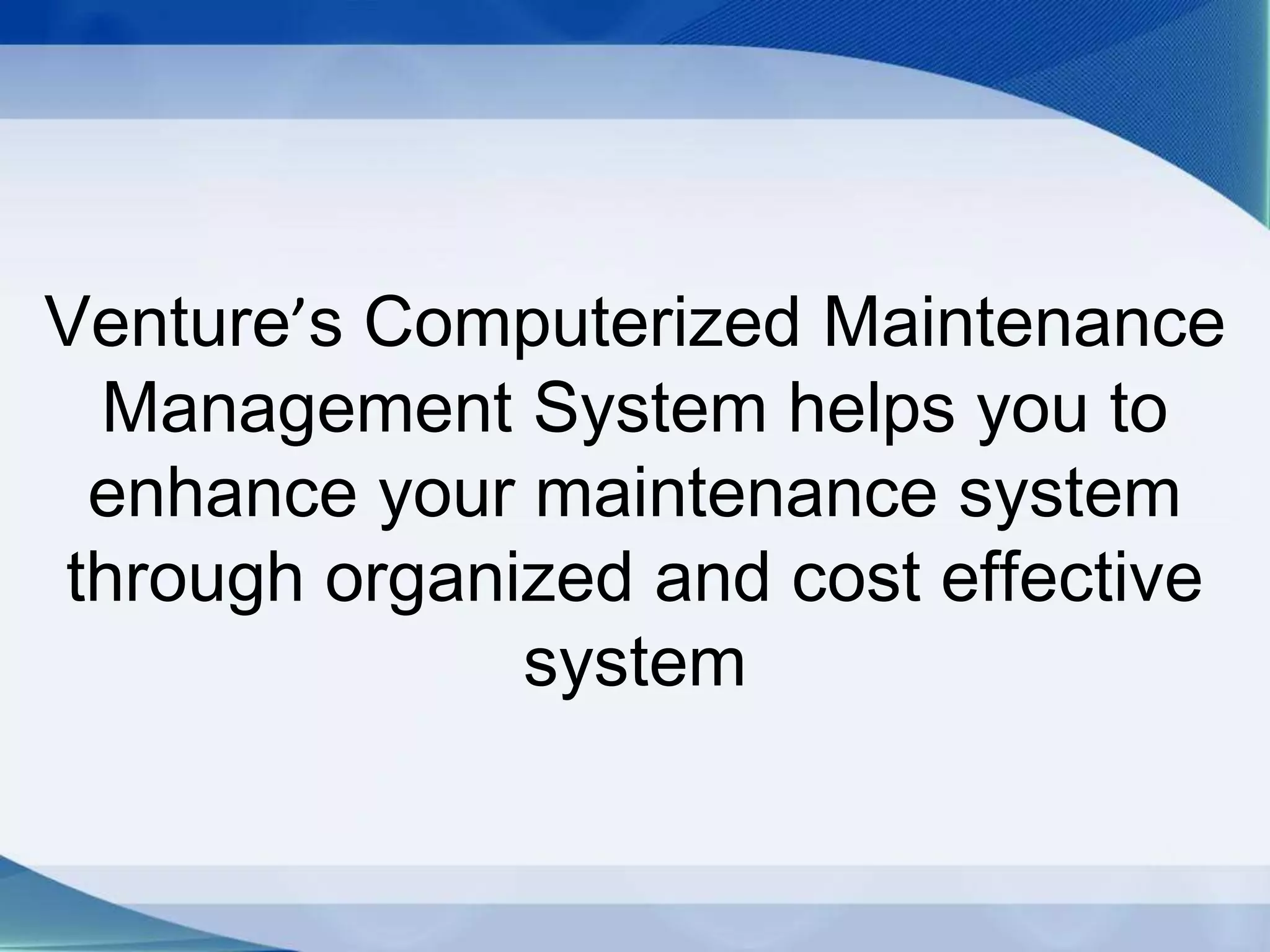 AssetCentral CMMS - Computerized Maintenance Management System | PPT