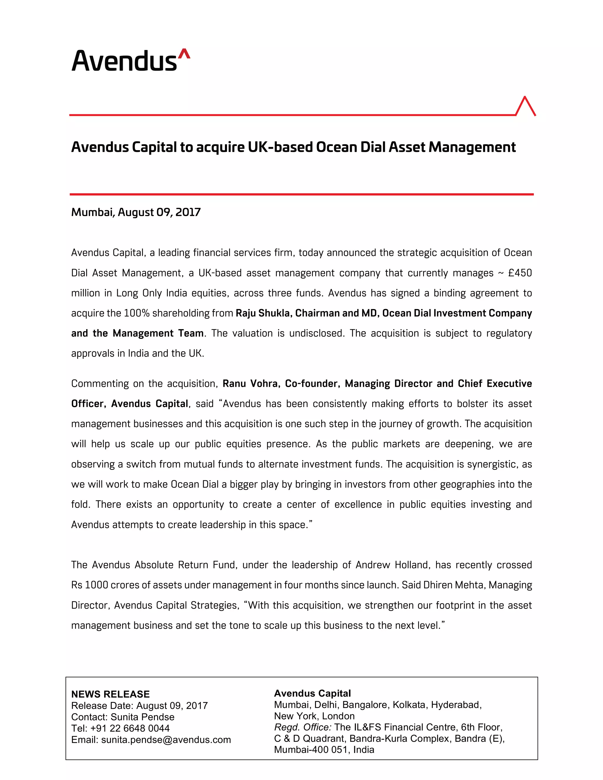 Avendus Finance launches its first Structured Credit Fund – Category II | PDF | Mergers and ...