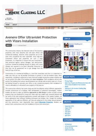 Avenere Offer Ultraviolet Protection with Vizors Installation | PDF