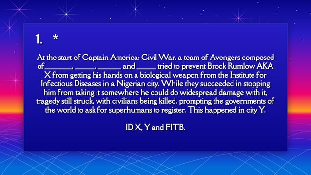 Avengers Quiz (Civil War, Infinity War, Endgame) | PPT