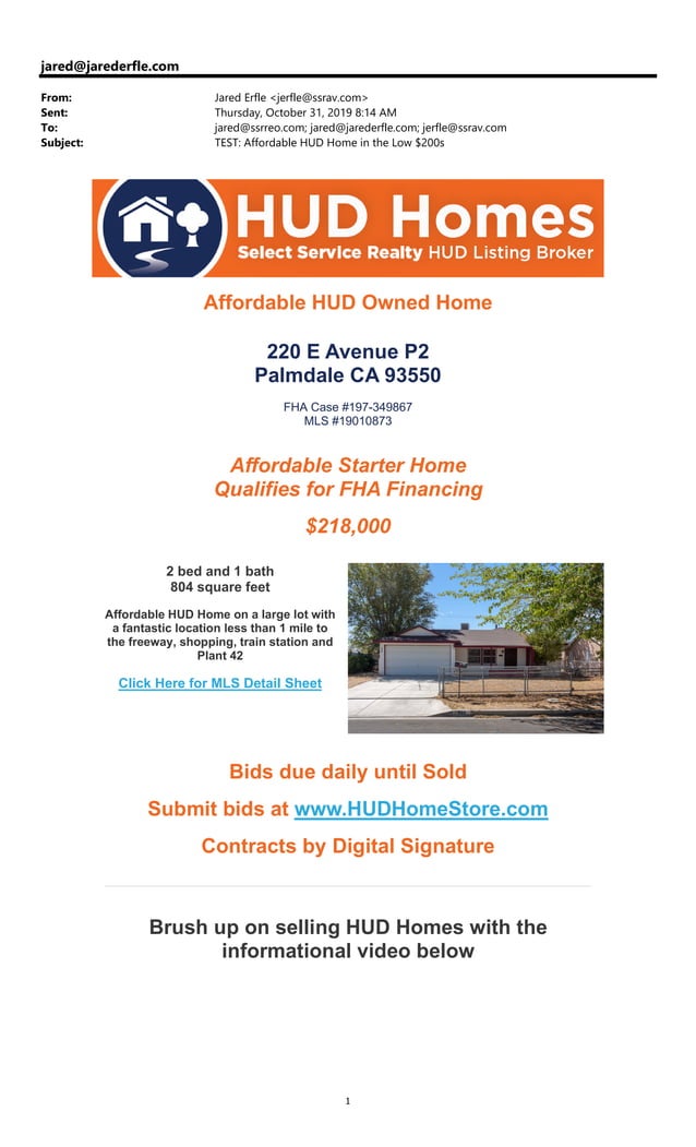 Example of eFlyer for HUD Homes - 220 E Avenue P2 | PDF