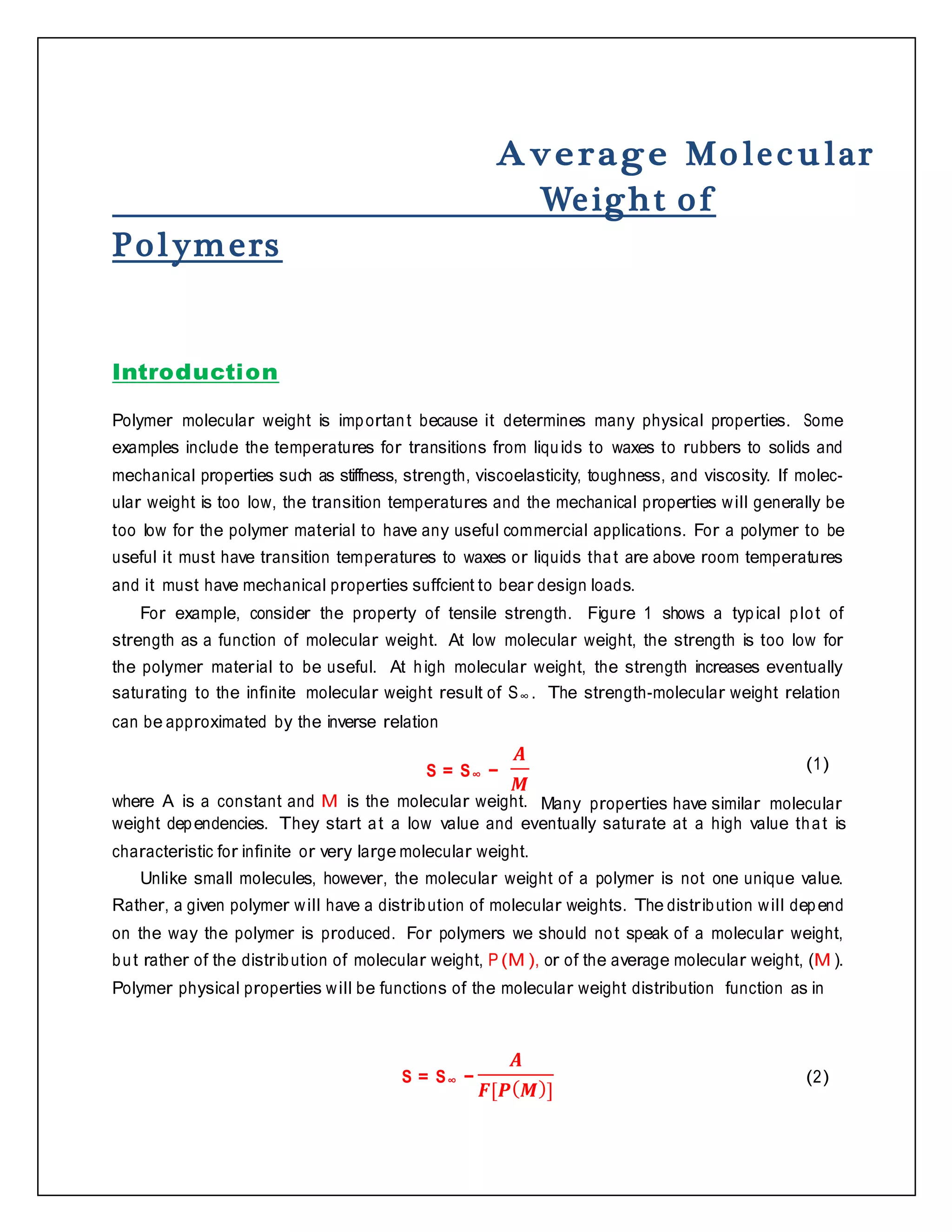 Average molecular weight of Polymer | PDF