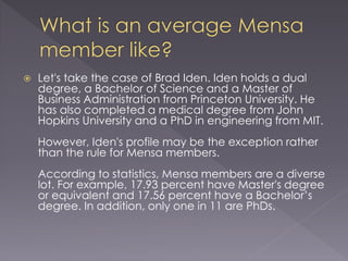 Average Profile of Mensa Members | PPTX | Education