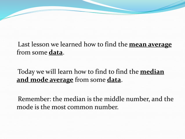 Averages – lesson 2 – media and mode | PPT