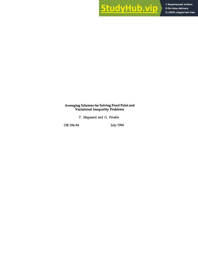 Averaging Schemes For Solving Fixed Point And Variational Inequality Problems | PDF