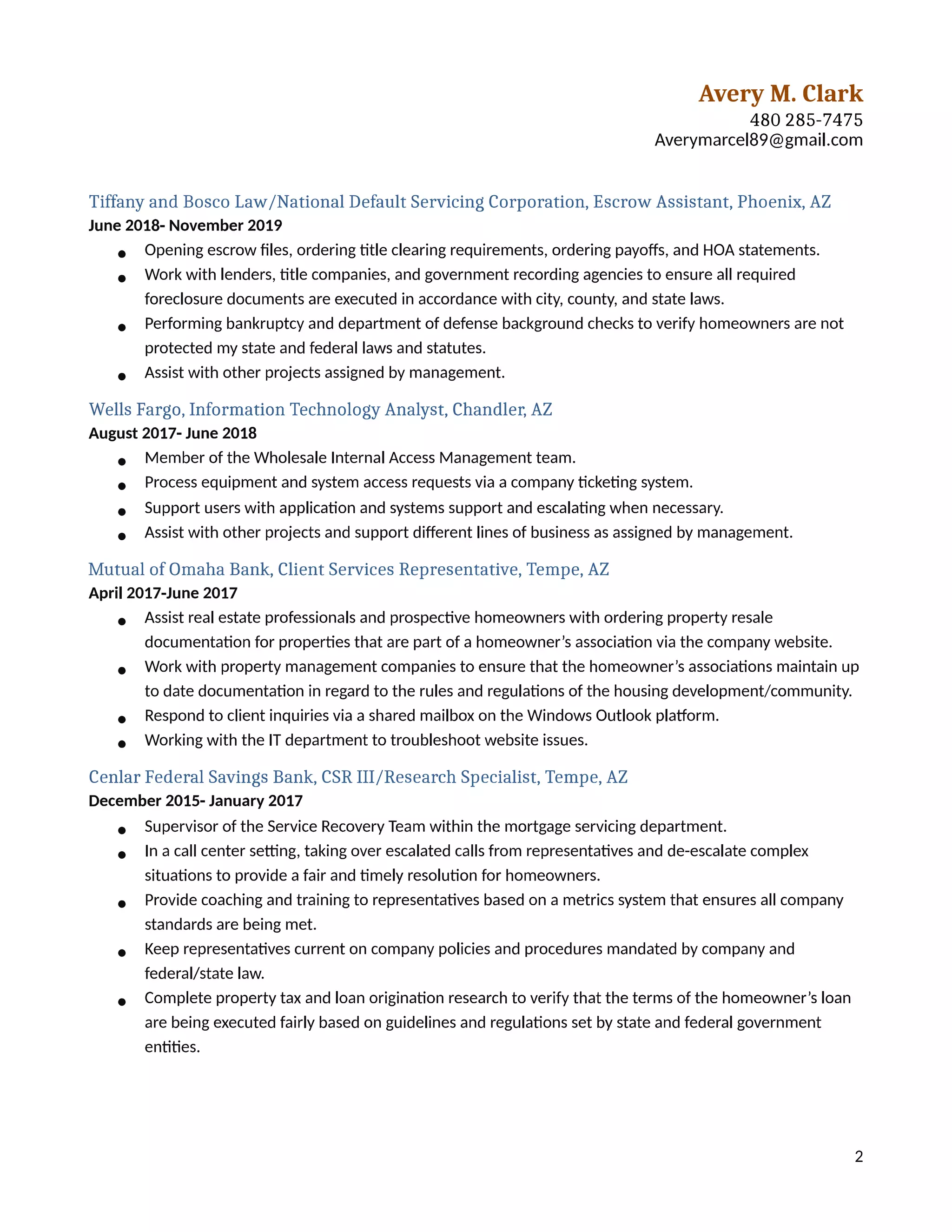Avery Clark - Escrow Asst. | PDF