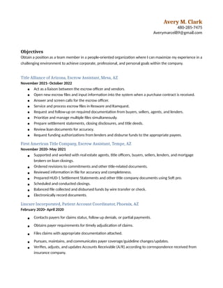 Avery Clark - Escrow Asst. | PDF