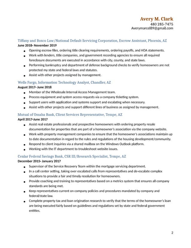 Avery Clark - Escrow Asst. | PDF