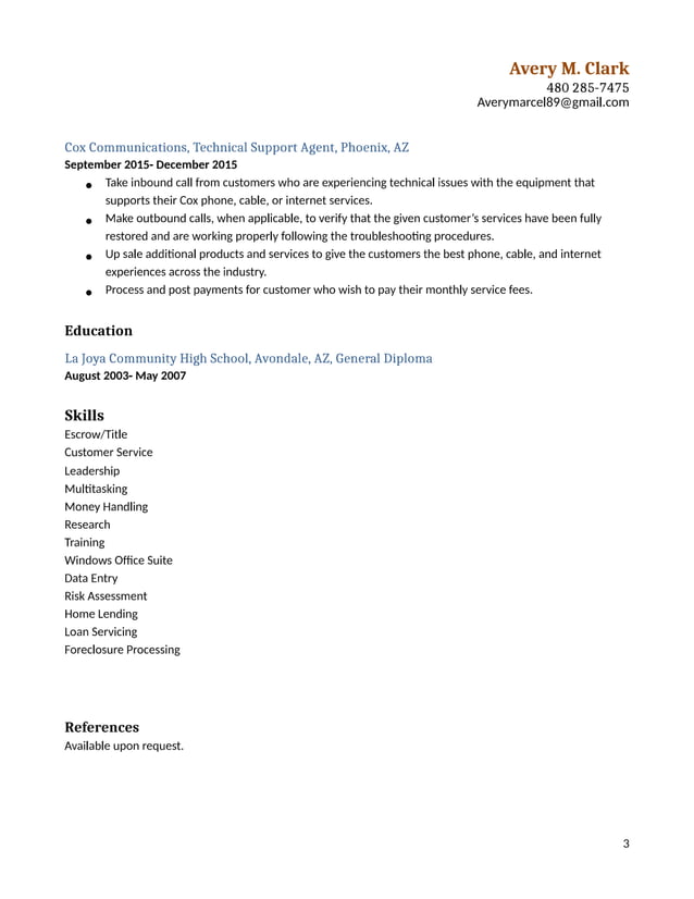 Avery Clark - Escrow Asst. | PDF