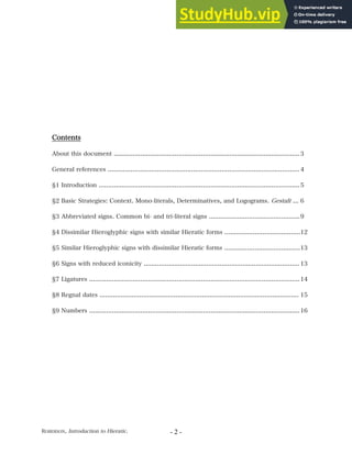 A Very Brief Introduction To Hieratic | PDF