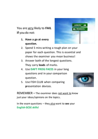 A VERY crash guide to aqa english gcse | PDF