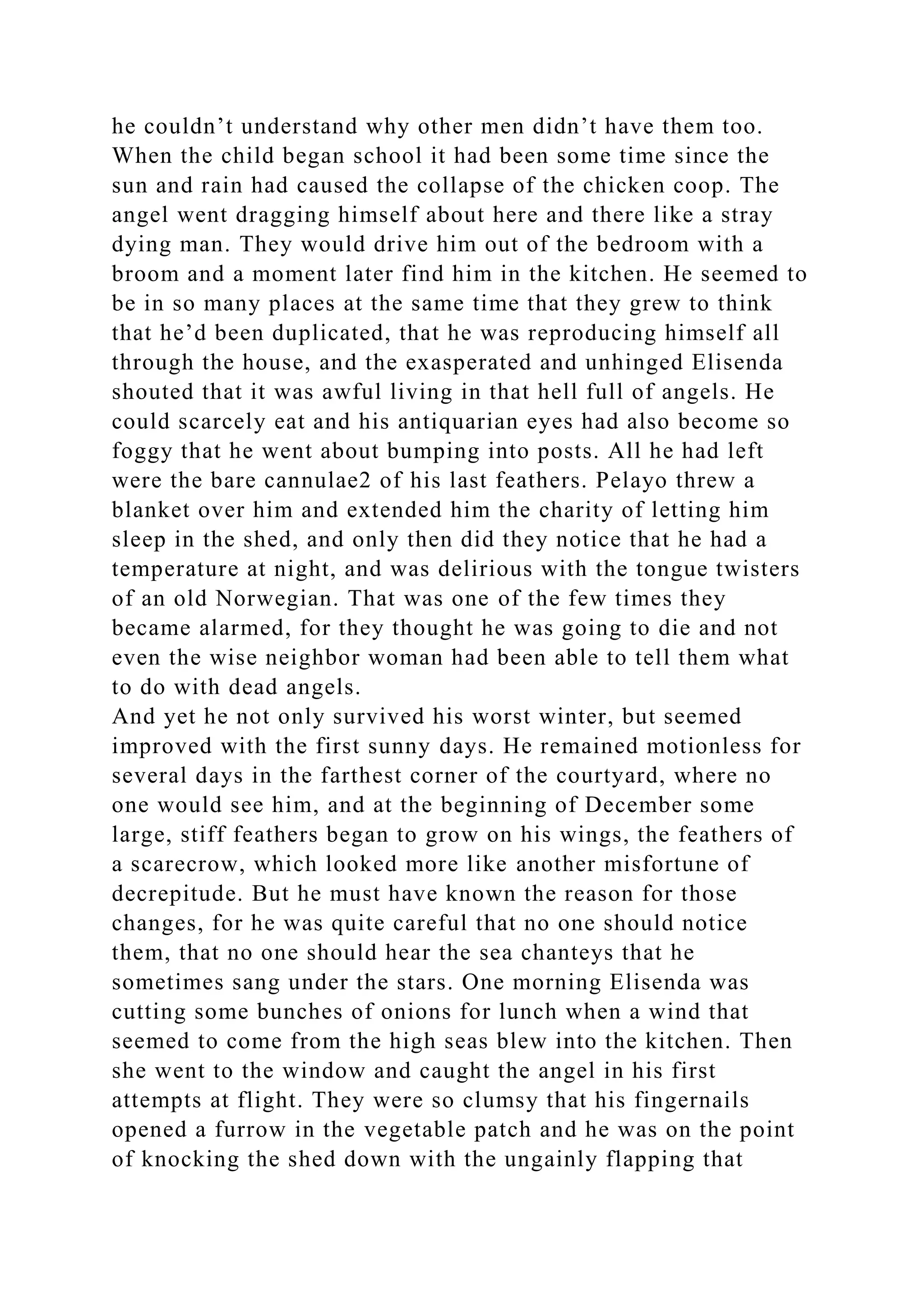 A Very Old Man with Enormous WingsGABRIEL GARCÍA MÁRQUEZ[1928–.docx