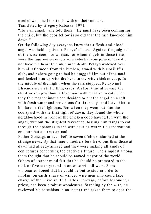 A Very Old Man with Enormous WingsGABRIEL GARCÍA MÁRQUEZ[1928–.docx