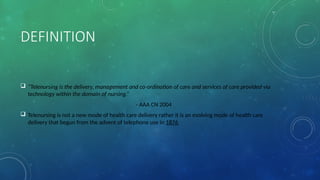 telenursing Presentation.pptx telehealth, telemedicine | PPTX