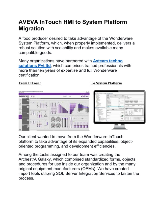 AVEVA InTouch HMI to System Platform Migration | DOCX