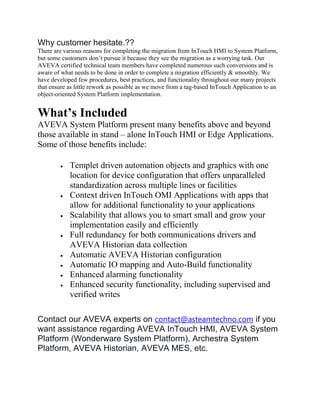 AVEVA InTouch HMI to System Platform Migration | DOCX